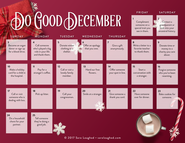 Make the Holidays Brighter with the Do Good December Challenge • Sara ...